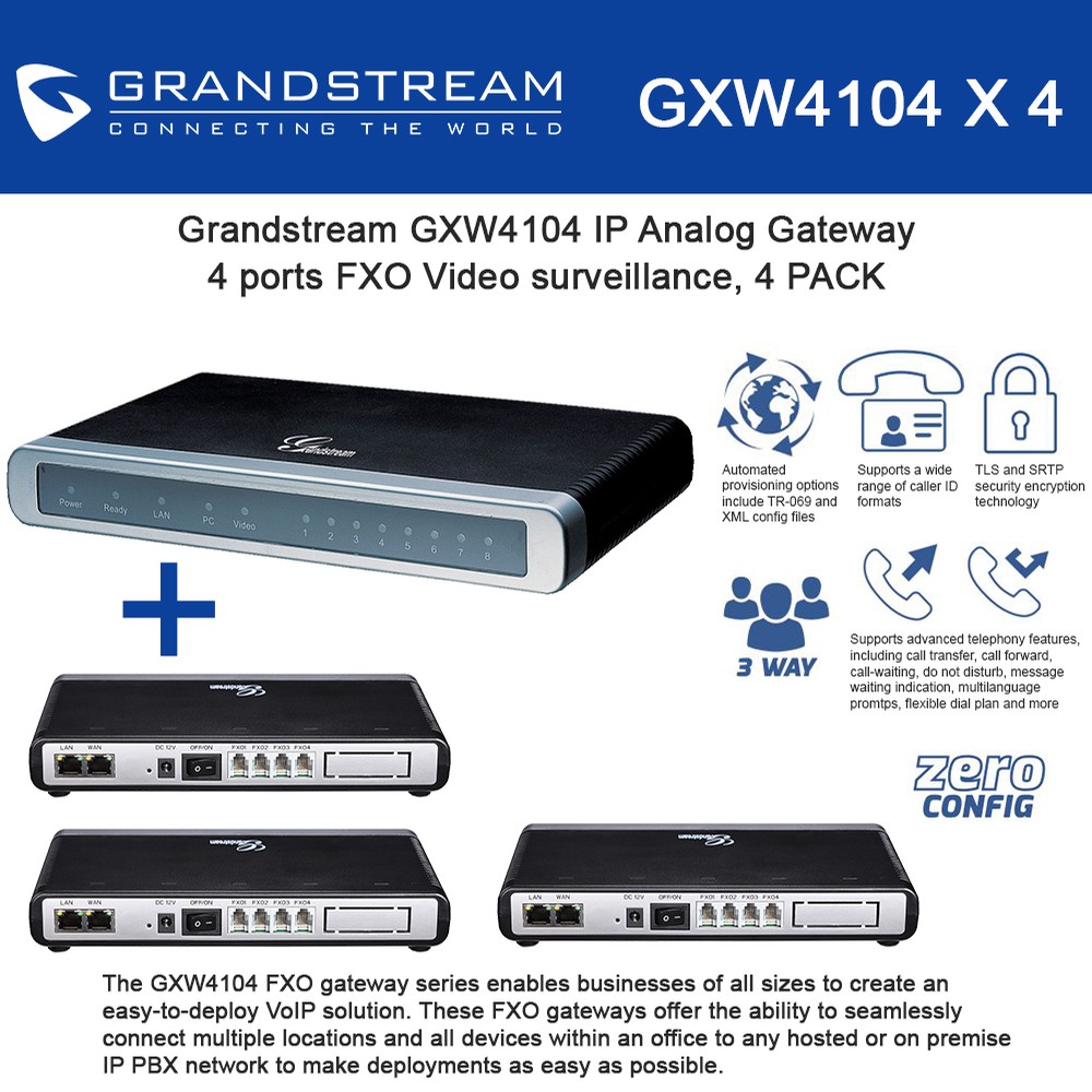 Grandstream GXW4104 4-UNITS FXO IP Analog Gateway with 4 ports ideal ...