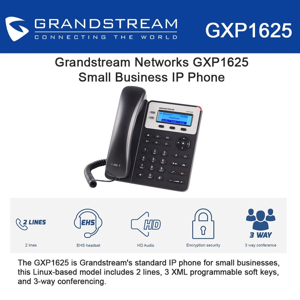 Grandstream GXP1625 Small Business HD 2-Line IP Phone w/ POE