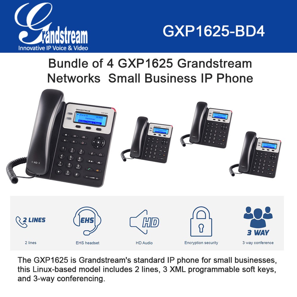 Grandstream GXP1625 IP Phone 2 SIP accounts, 2 Line Keys HD Audio, 3 ...