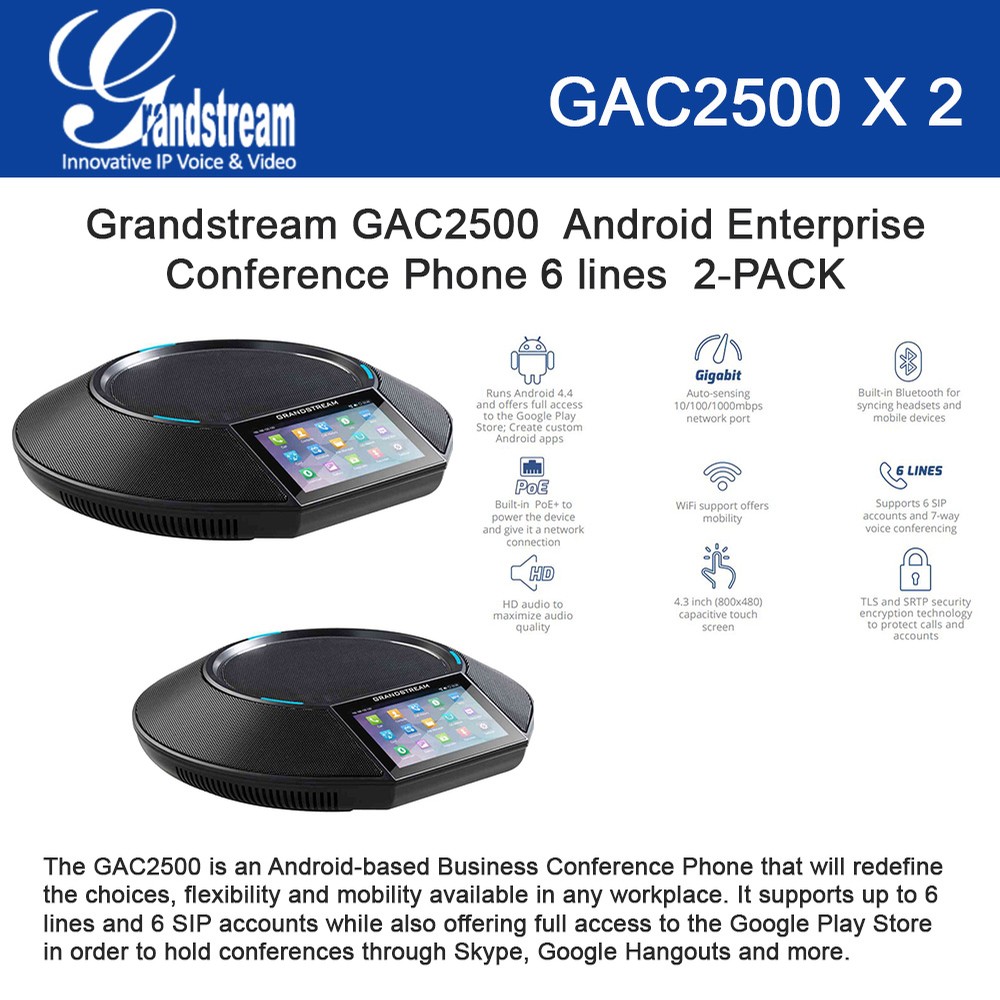 Grandstream GAC2500 2-UNITS Android-based Business Conference Phone up ... Grandstream GAC2500 2-UNITS Android-based Business Conference Phone up ...