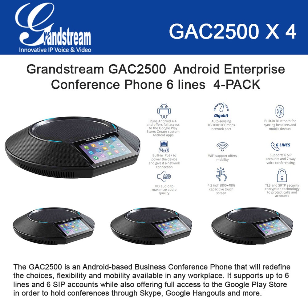 Grandstream GAC2500 4-UNITS Android-based Business Conference Phone up ...