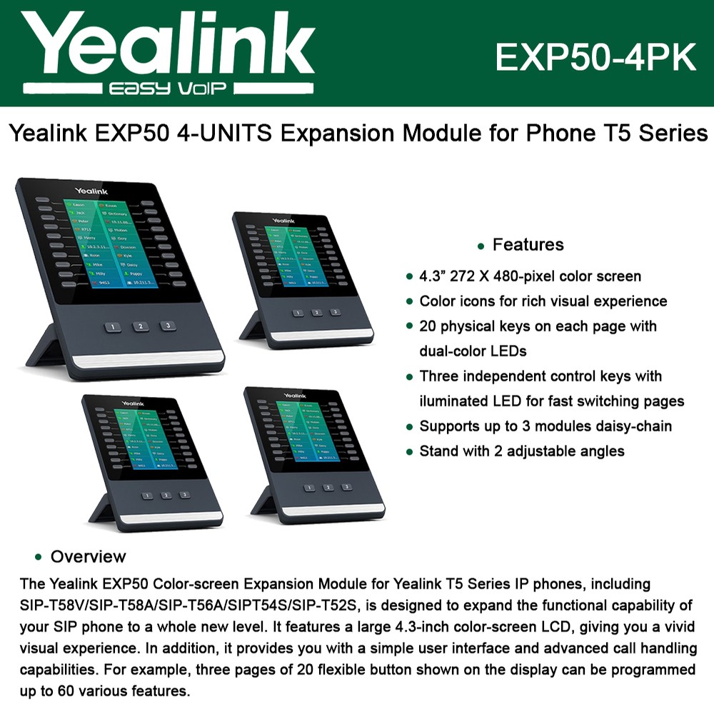 Yealink EXP50 4-UNITS Expansion Module for Phone T5 Series