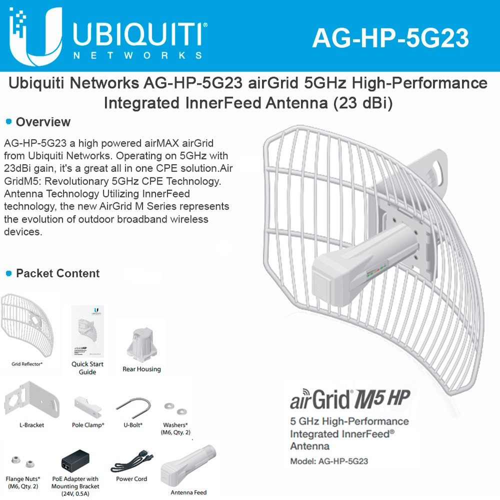 Ubiquiti Networks AG-HP-5G23 airGrid M5 HP 5 GHz High-Performance ...