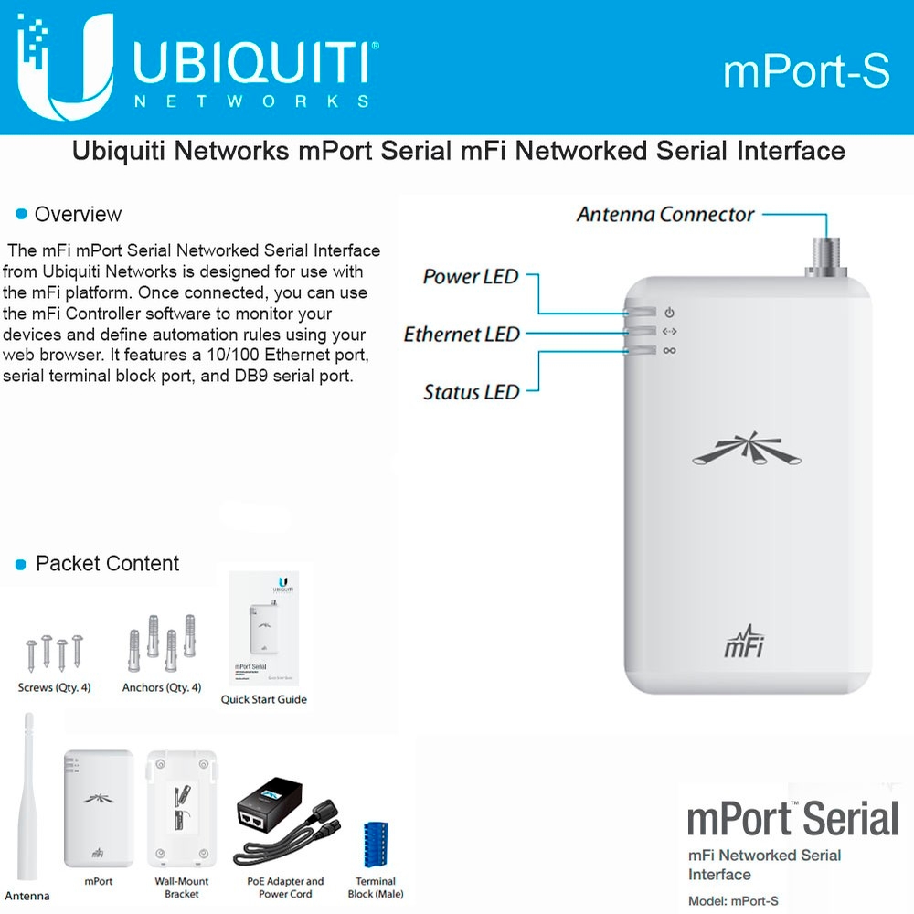 Ubiquiti mPort-S - mPort Serial mFi Network Connector