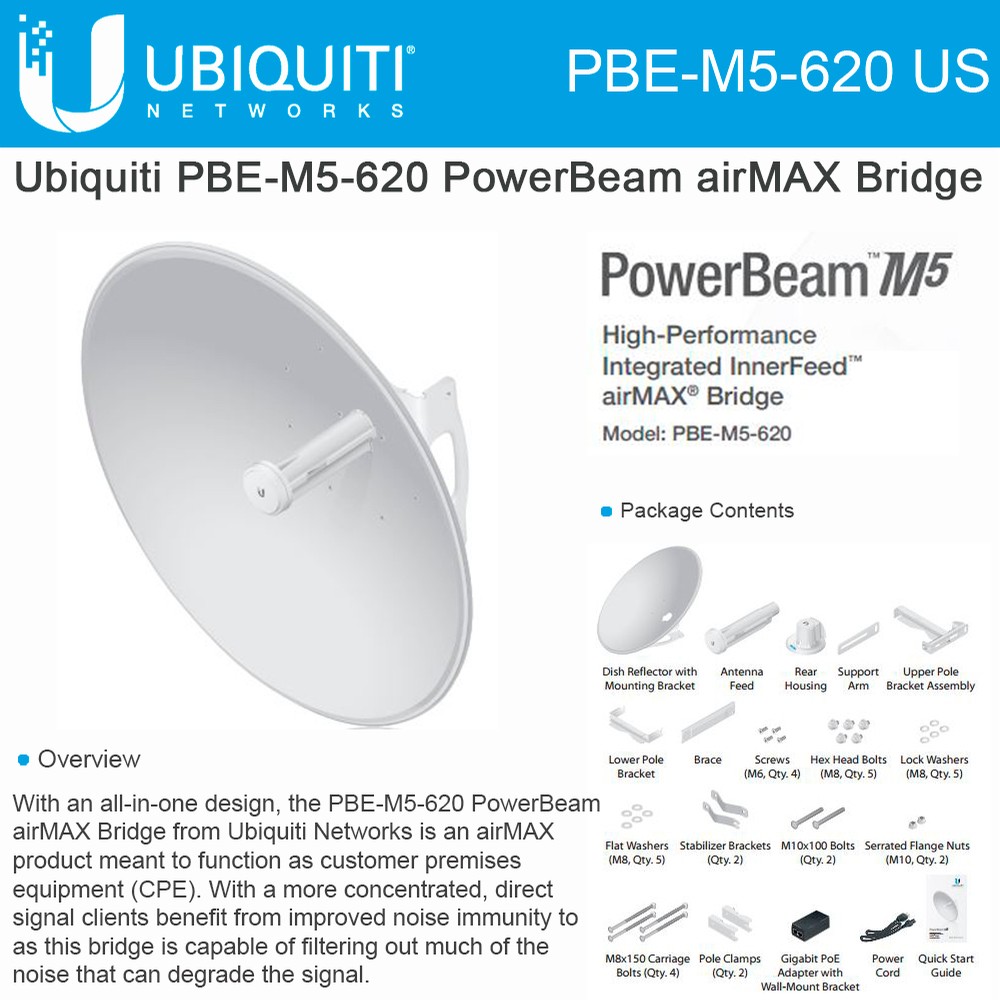 Ubiquiti Networks PowerBeam M5 PBE-M5-620-US 5GHz 29dBi High ...