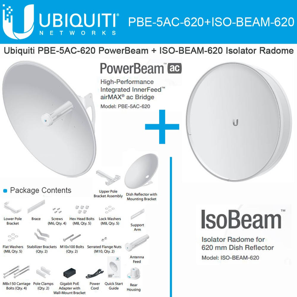 Ubiquiti PBE-5AC-620 PowerBeam AC 5GHz 29dBi 620mm + ISO-BEAM-620 ...