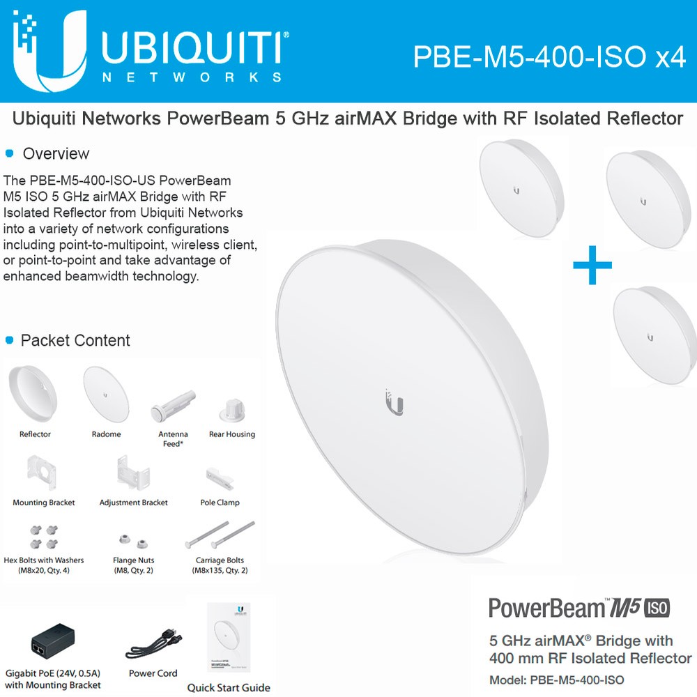 Ubiquiti PowerBeam M5 PBE-M5-400-ISO PowerBeam M5 25dBi ISO 5GHz AirMAX ...