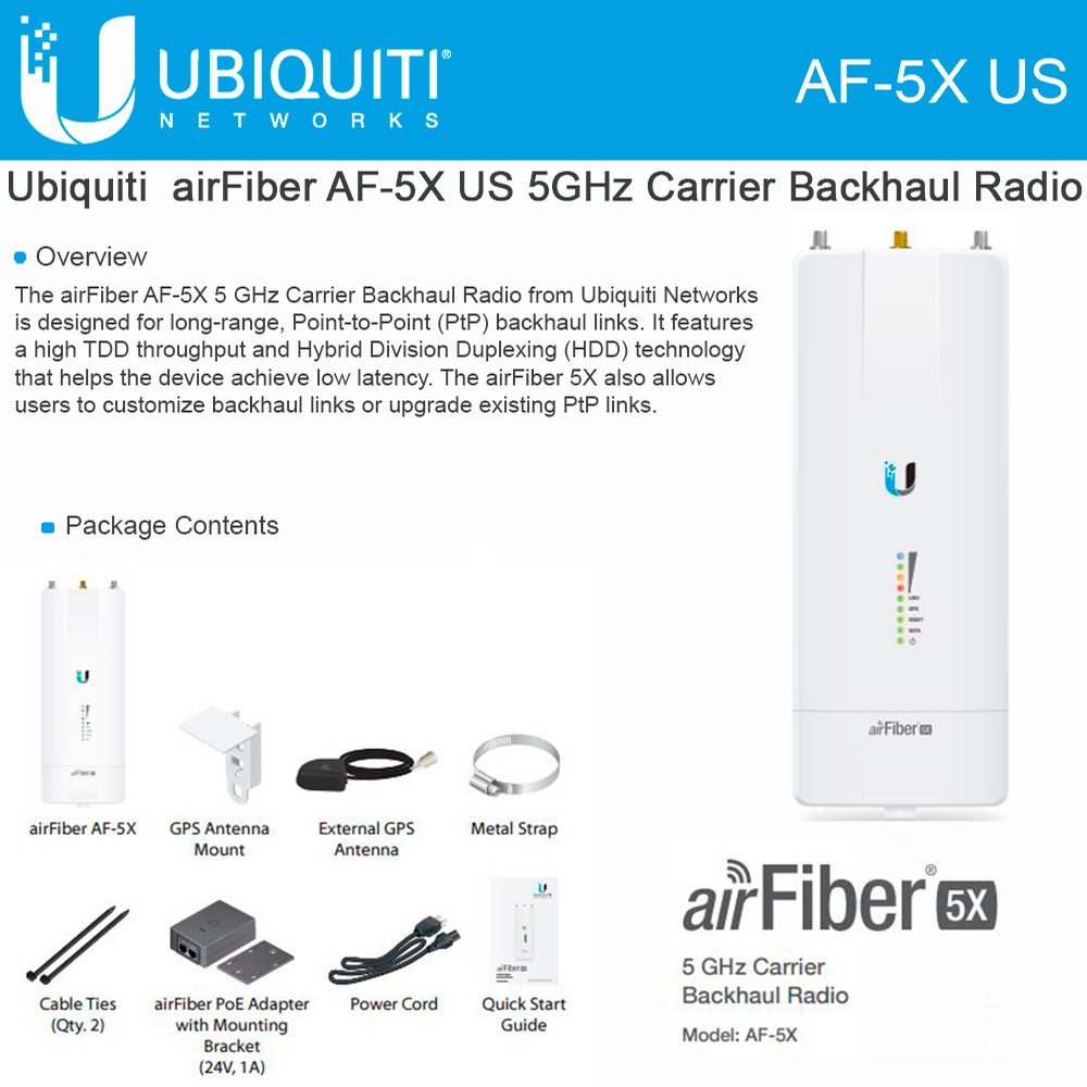 Ubiquiti Networks airFiber 5X AF-5X US 5 GHz Carrier Backhaul Radio ...