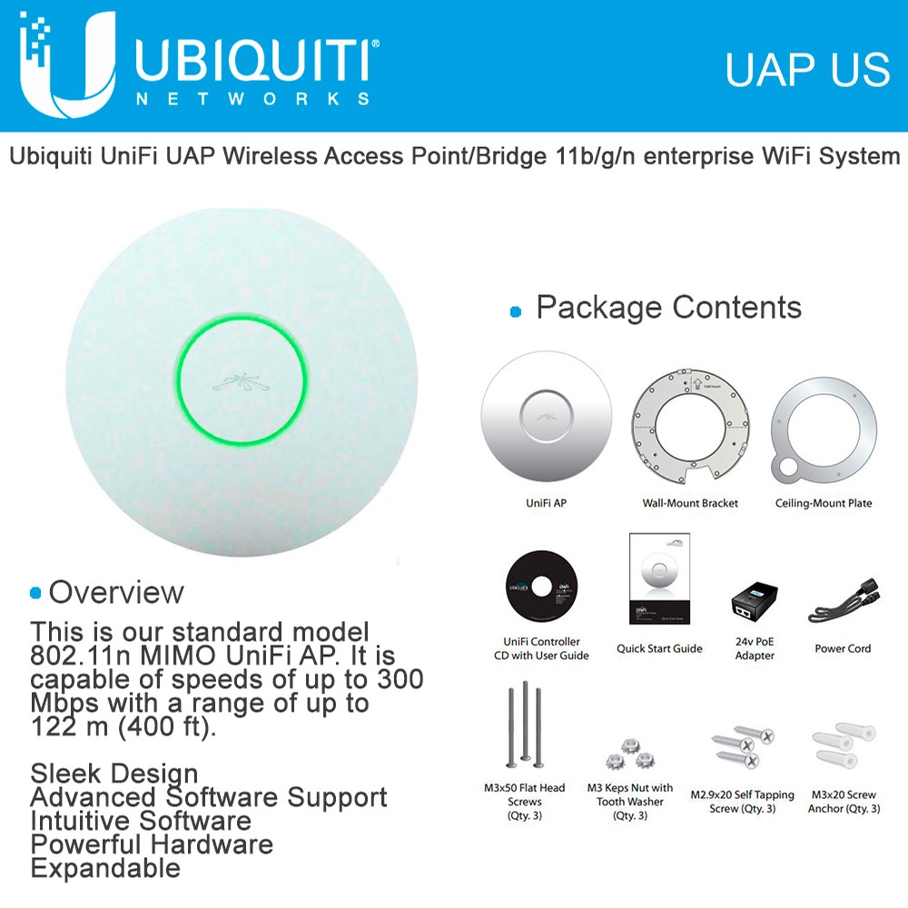 Ubiquiti UniFi AP UAP-US Wireless Access Point/Bridge 11b/g/n ...