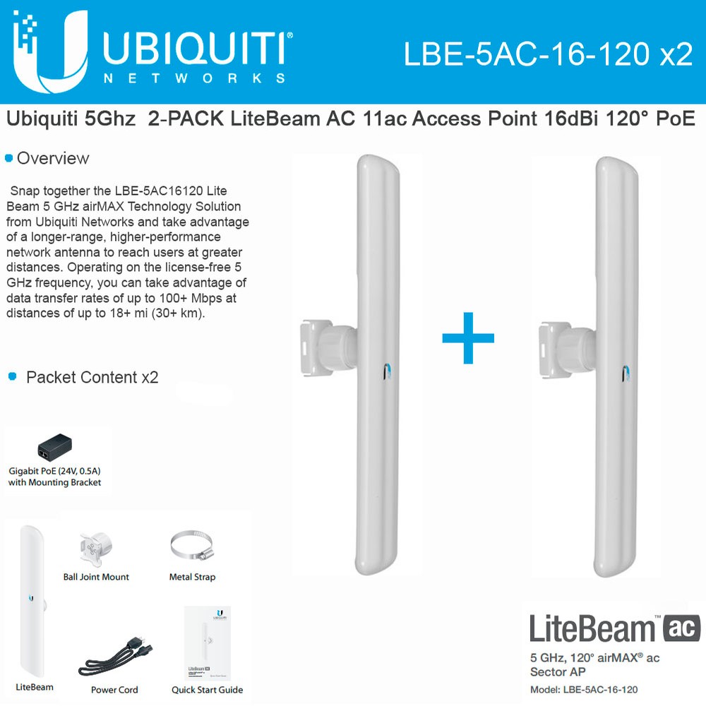 Ubiquiti LiteBeam AC AP LBE-5AC-16-120-US 5GHz 802.11ac Access Point ...