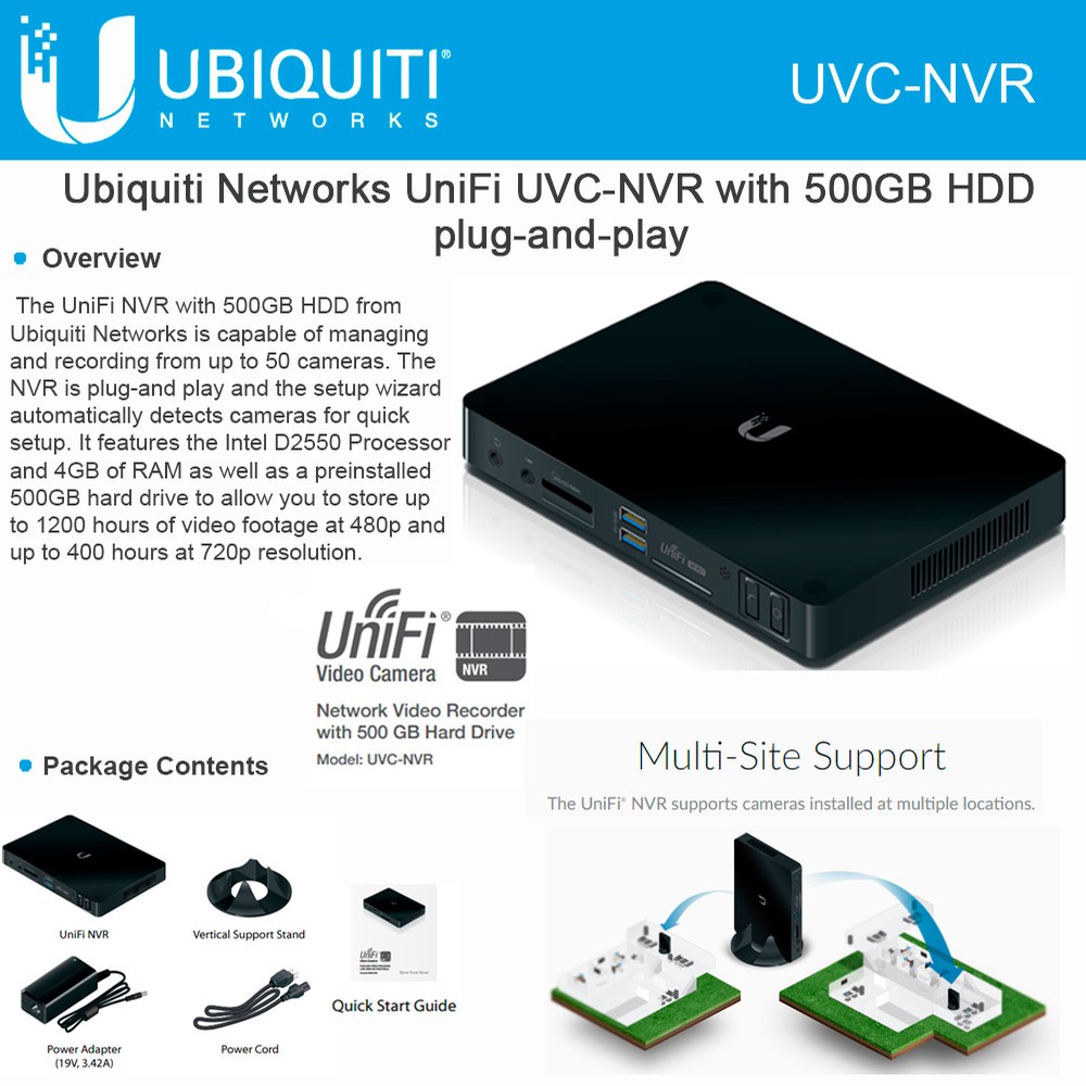 Ubiquiti UniFi UVC-NVR Network Video Recorder with 500GB Hard Drive