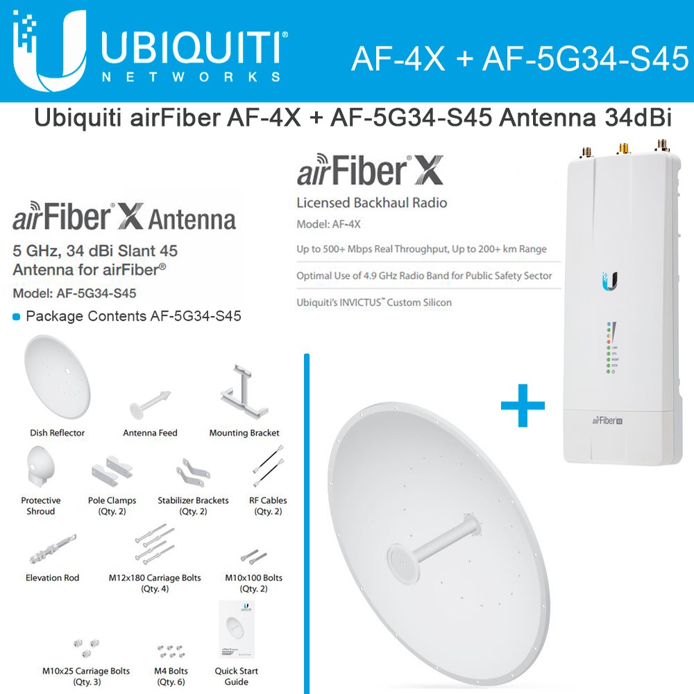 Ubiquiti airFiber X AF-4X Carrier Backhaul Radio 4GHz with airFiber ...