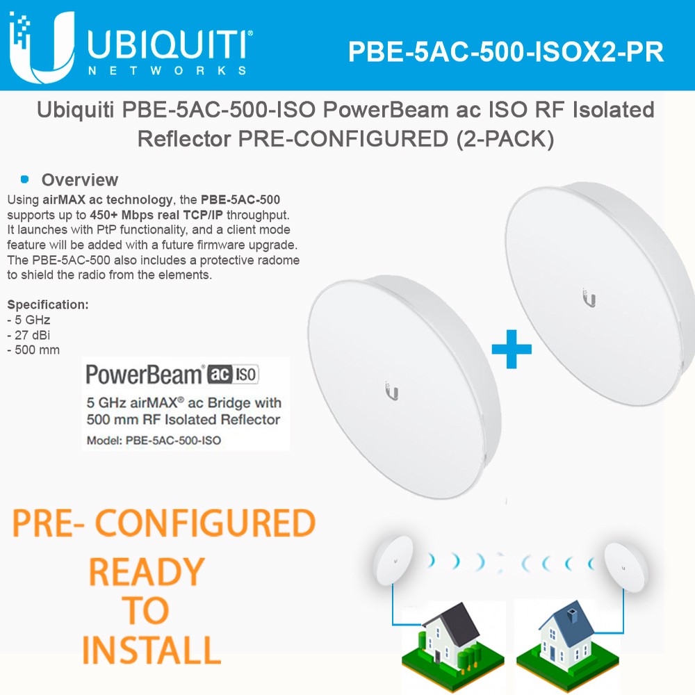 Ubiquiti PowerBeam ac ISO PBE-5AC-500-ISO US PRE-CONFIGURED 5GHz airMAX ...