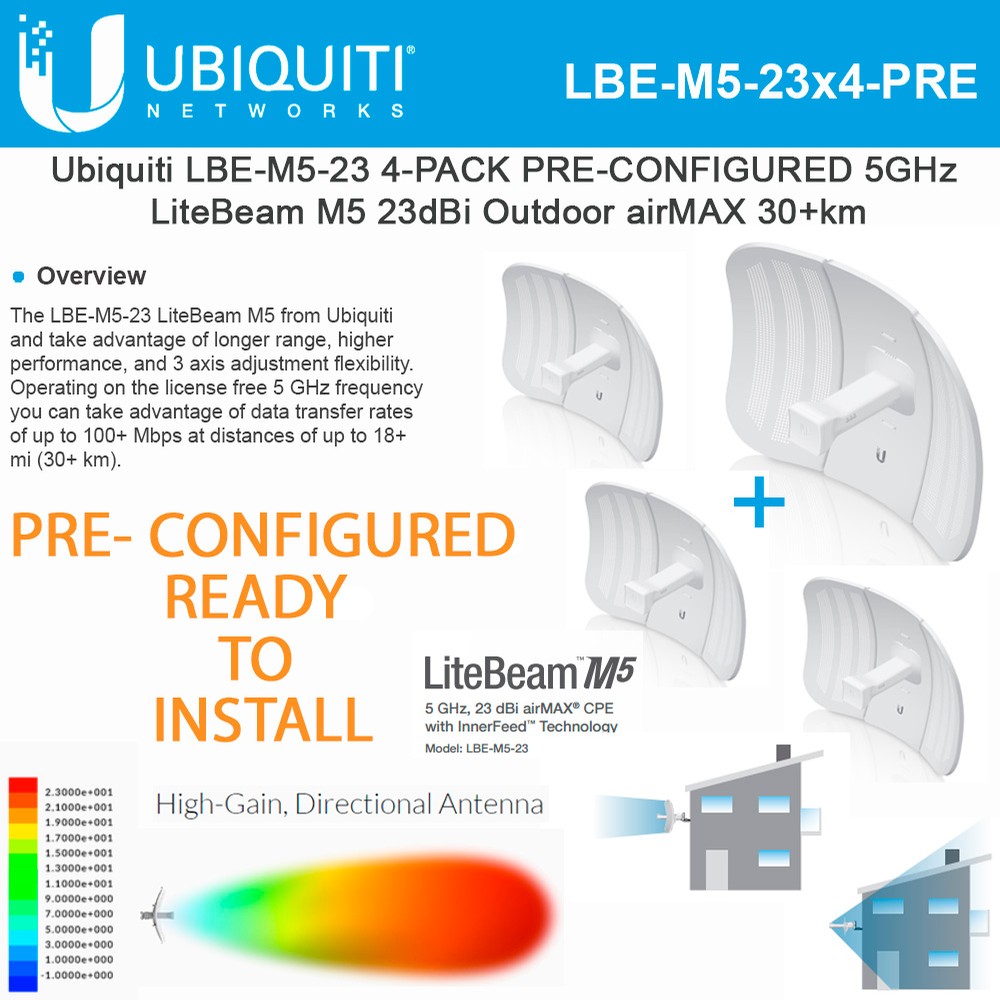 Ubiquiti Networks LiteBeam M5 LBE-M5-23 5GHz 23dBi Long-Range Wi-Fi ...