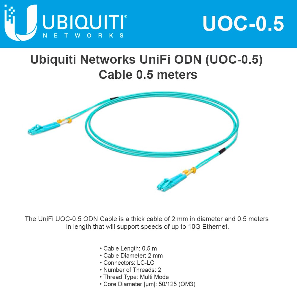 Ubiquiti UniFi fiber patch cable ODN UOC-0.5 0.5 meter UFiber 10G multi ...