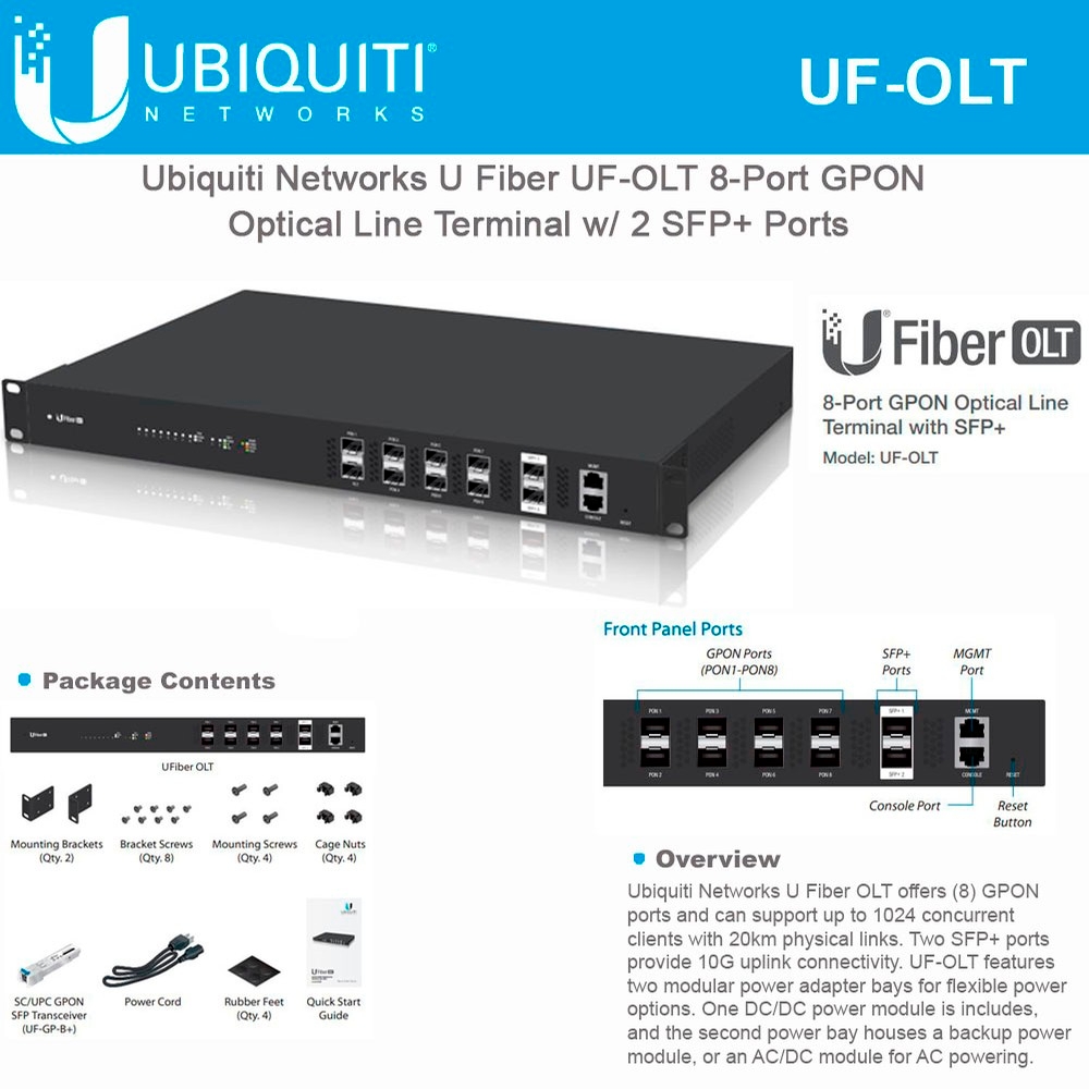 Ubiquiti UF-OLT 8-Port GPON Optical Line Terminal with SFP+