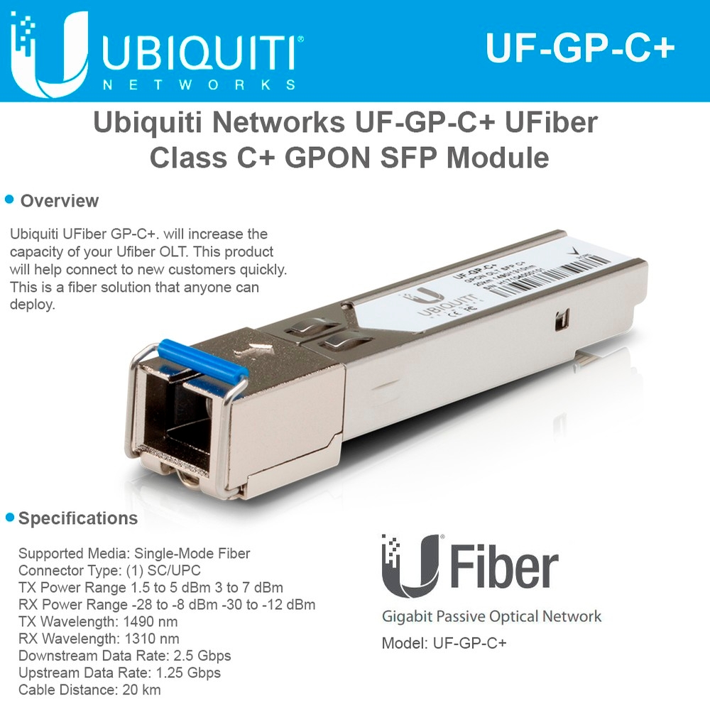 Ubiquiti Networks UF-GP-C+ UFiber Class C+ GPON SFP Module