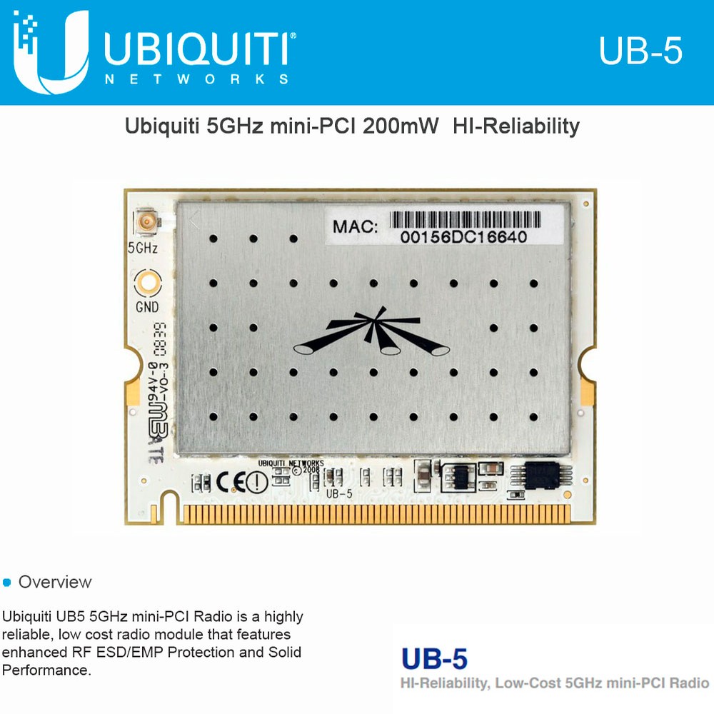 Ubiquiti UB-5 5GHz mini-PCI 200mW Radio