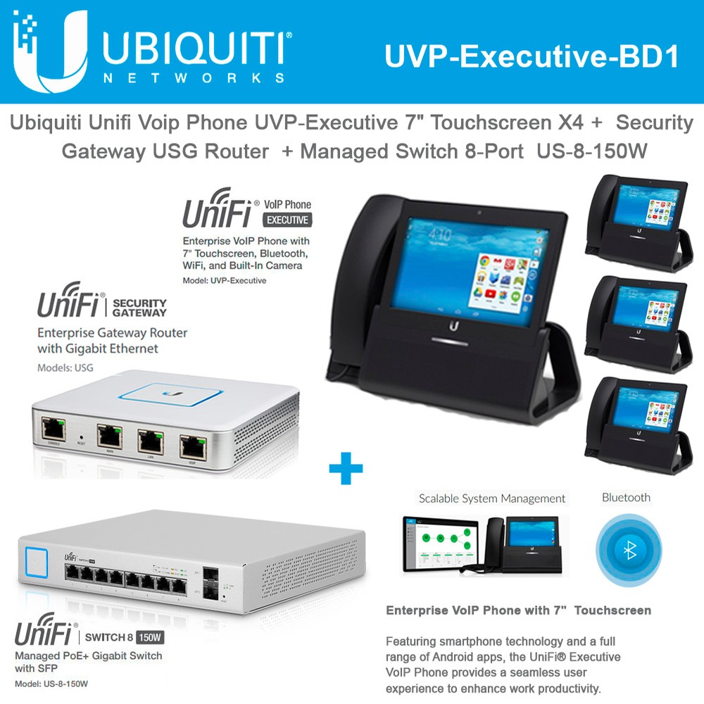 Ubiquiti UniFi Voip Phone UVP-Executive HD 7" Touchscreen Wi-Fi Access ...