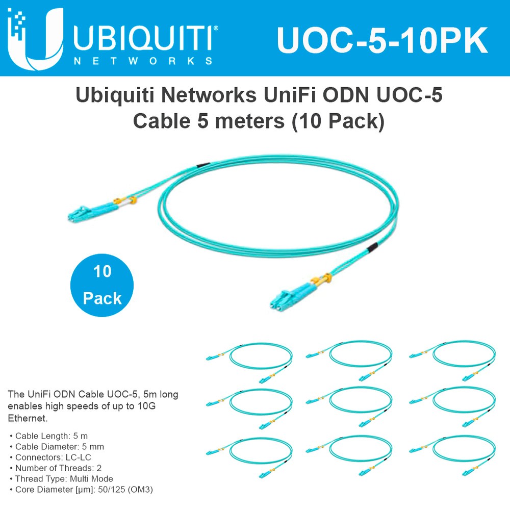 Ubiquiti UniFi fiber patch cable ODN UOC-5 5-meters 10-PACK UFiber 10G ...