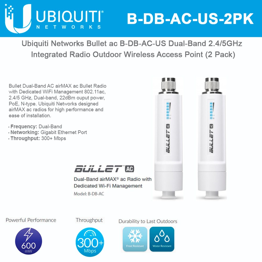 Ubiquiti Bullet AC Dual-Band 2-Pack airMAX ac Bullet integrated Radio ...