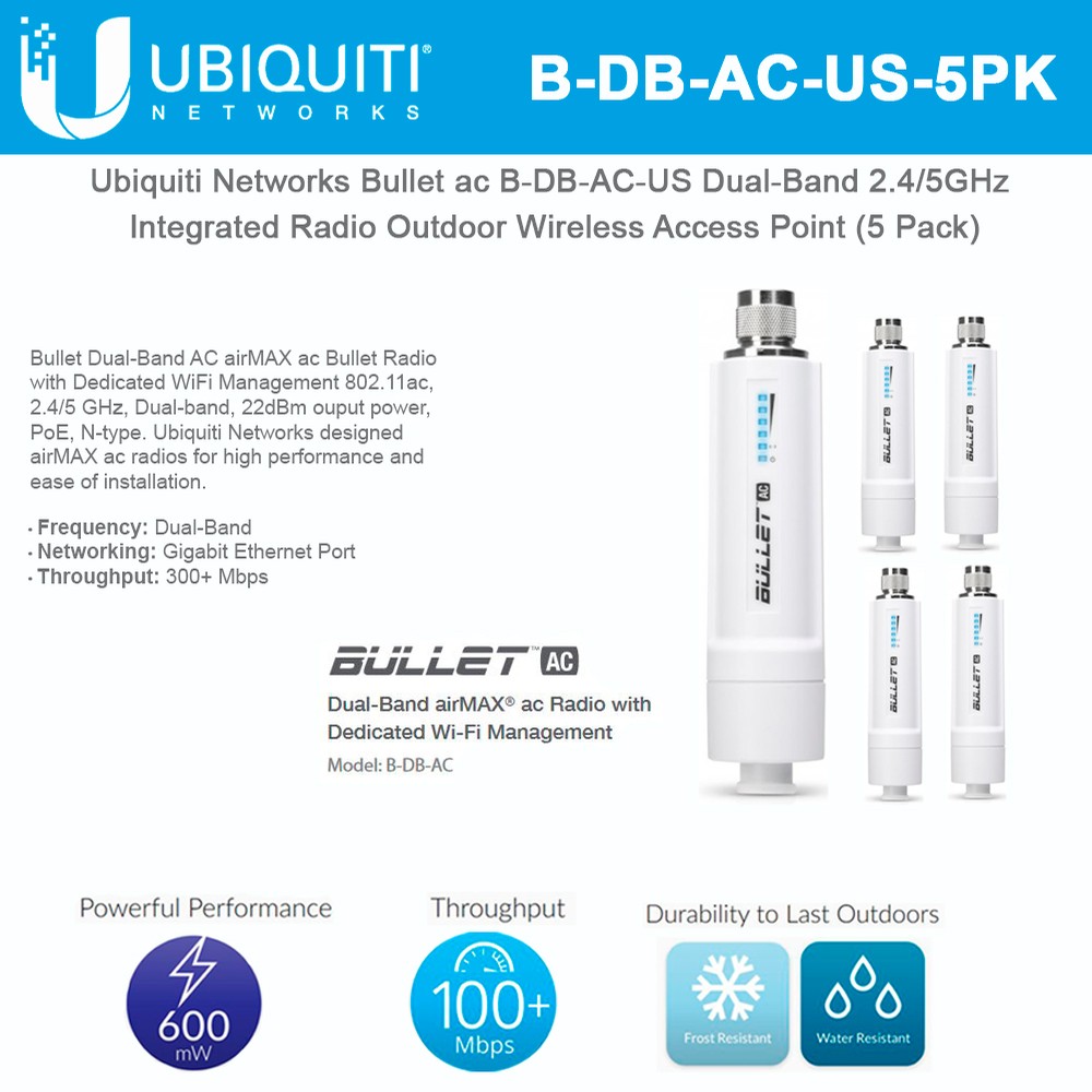 Ubiquiti Bullet AC Dual-Band 5-Pack airMAX ac Bullet integrated Radio ...