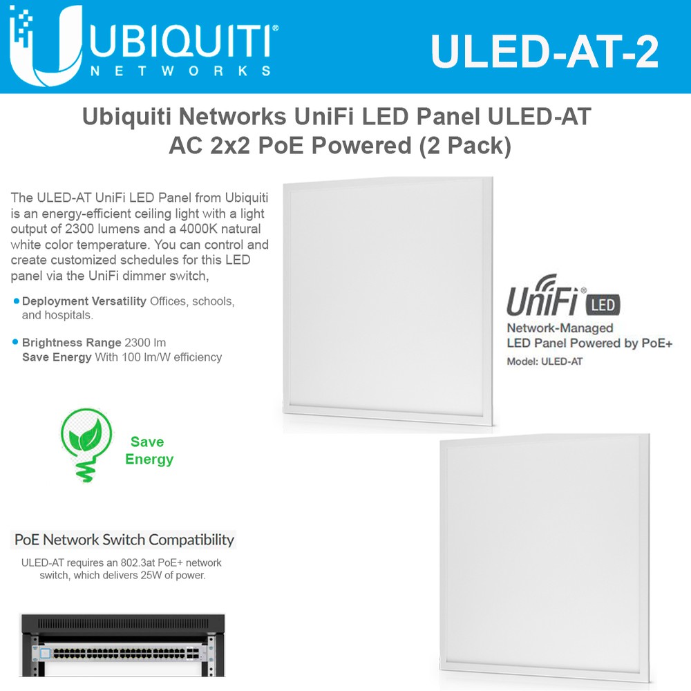 Ubiquiti Networks UniFi LED Panel ULED-AT AC 2x2 PoE Powered (2-Pack)