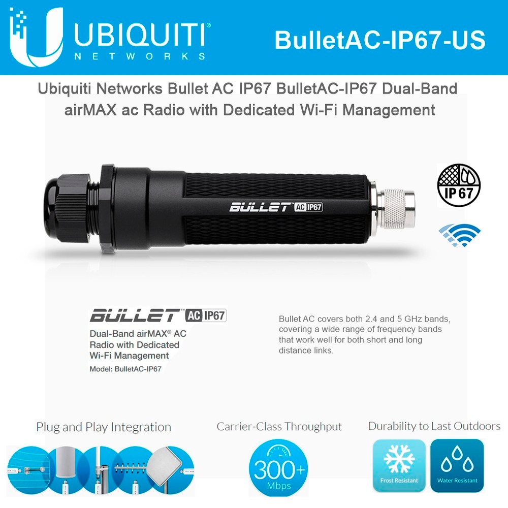 Ubiquiti Networks BulletAC-IP67-US 2.4/5GHz Bullet Dual-Band AC IP67 US ...