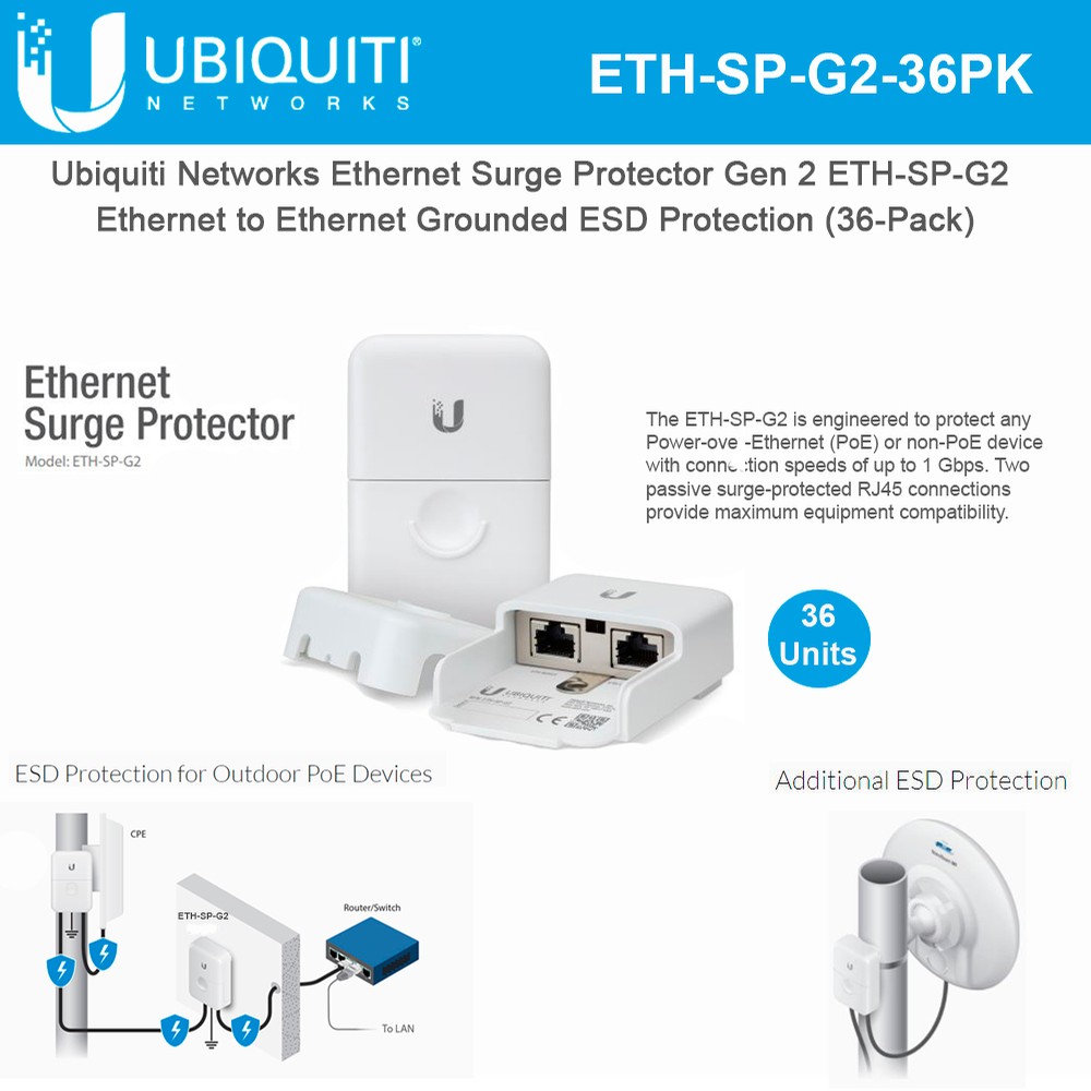 Ubiquiti Ethernet Surge Protector Gen 2 ETH-SP-G2 for Outdoor High ...