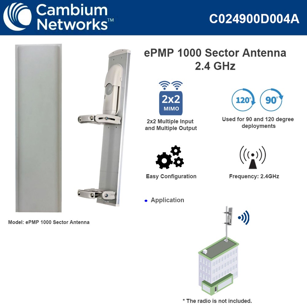 Cambium ePMP 1000 2.4GHz Sector 90/120 Degrees Antenna 15dBi 2x2 MIMO ...