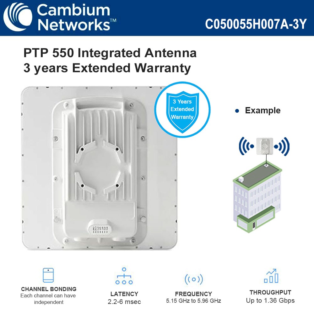 Cambium PTP 550 Integrated 5GHz 802.11ac Point to Point US Power Supply ...