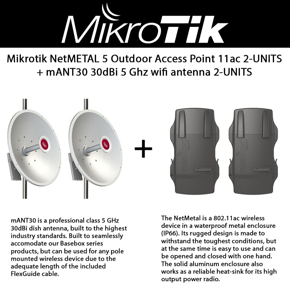 Mikrotik NetMETAL 5 Outdoor Access Point 11ac x2 + mANT30 30dBi 5 Ghz ...