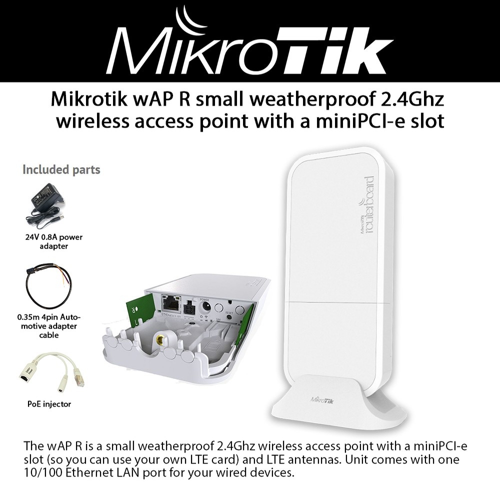 Mikrotik wAP R (RBwAPR-2nD) 2.4GHz wAP R 802.11bgn miniPCI US