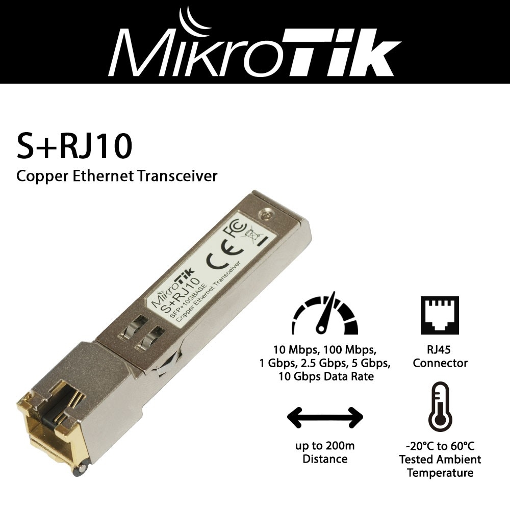 MikroTik S+RJ10 SFP+ RJ45 10Gbps Copper Module