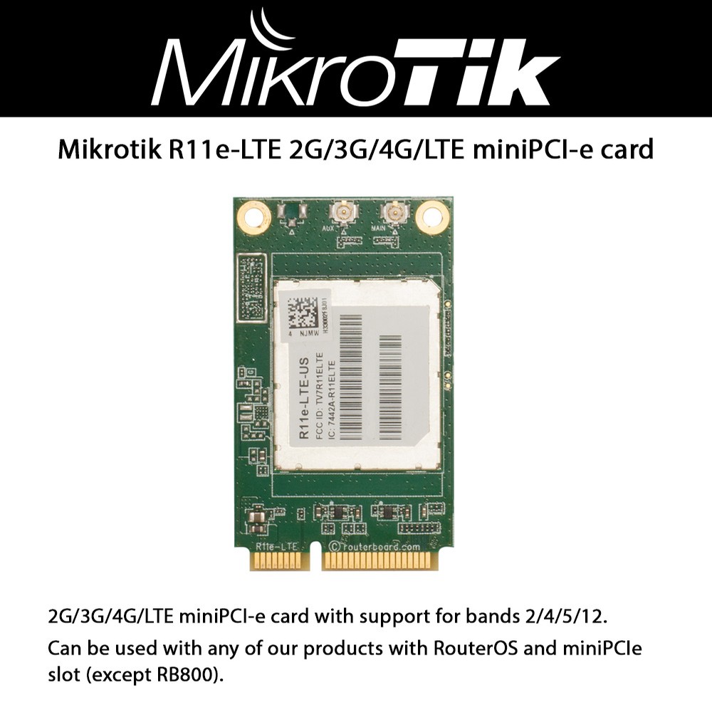 Mikrotik R11e-LTE 2G/3G/4G/LTE miniPCI-e card US Version