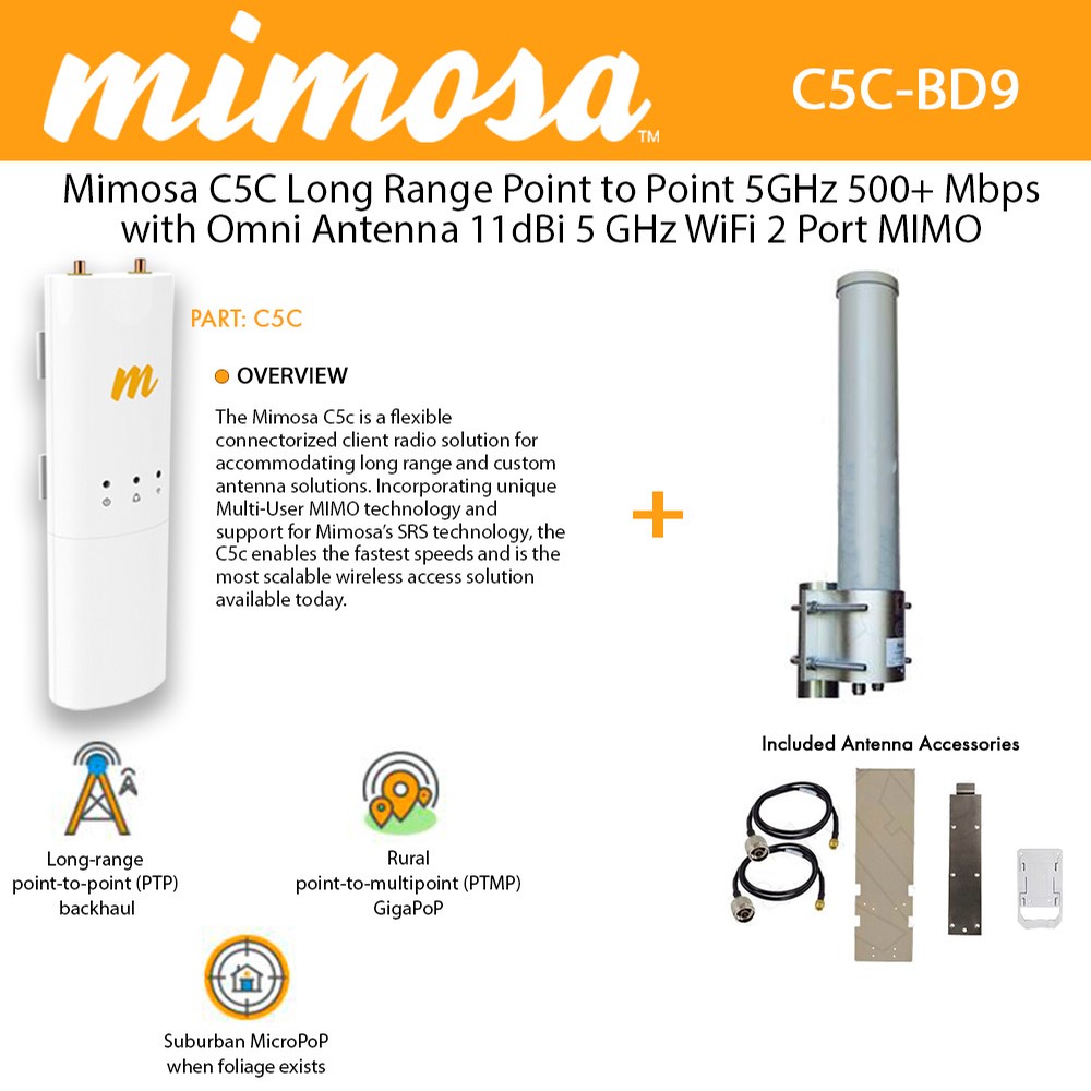 Mimosa C5C Long Range Point to Point 5GHz 500+ Mbps with Omni Antenna ...