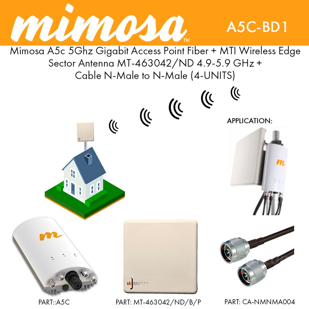 Mimosa A5c PtMP AP IP67 5Ghz GPS Fiber Speed pair with 4.9-5.9GHz 14dBi ...