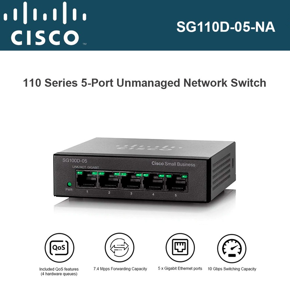 Cisco SG110D 110 Series 5-Port Unmanaged Network Switch SG110D-05-NA