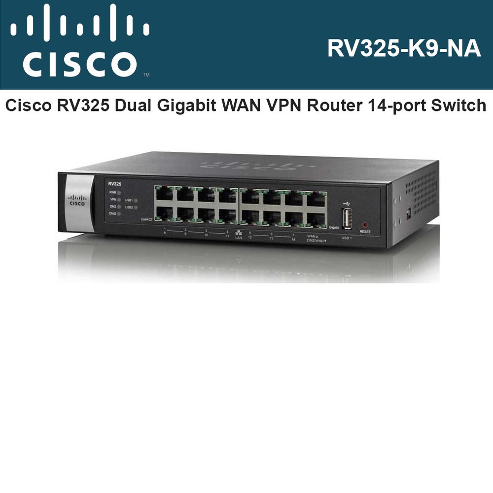 Cisco RV325 Dual Gigabit WAN VPN Router 14-ports switch Dual USB 3G/4G ...