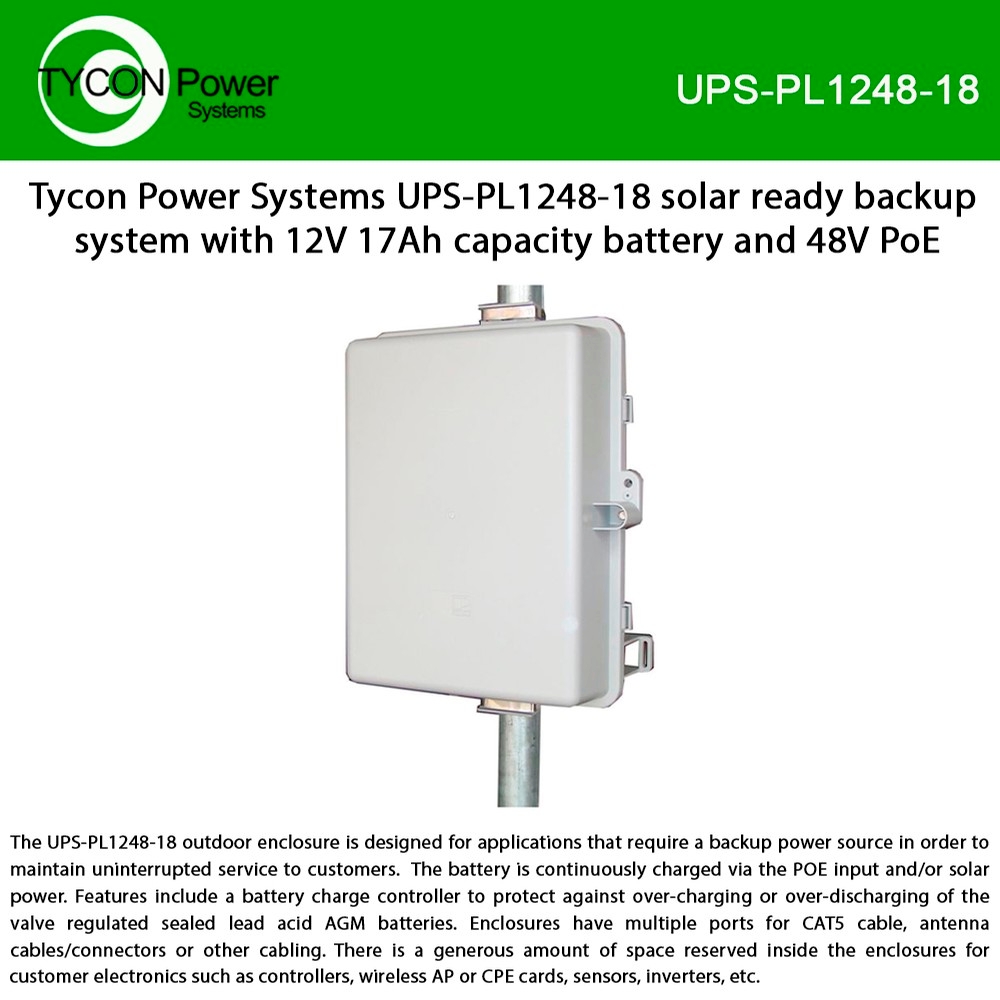 Tycon Power UPS-PL1248-18 | UPSPro 12V 18Ah Battery Backup System, 8A ...