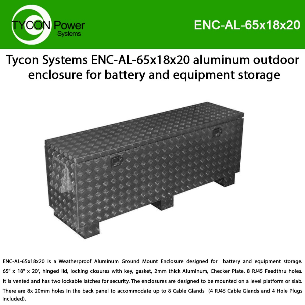Tycon Systems ENC-AL-65x18x20 aluminum outdoor enclosure for battery ...