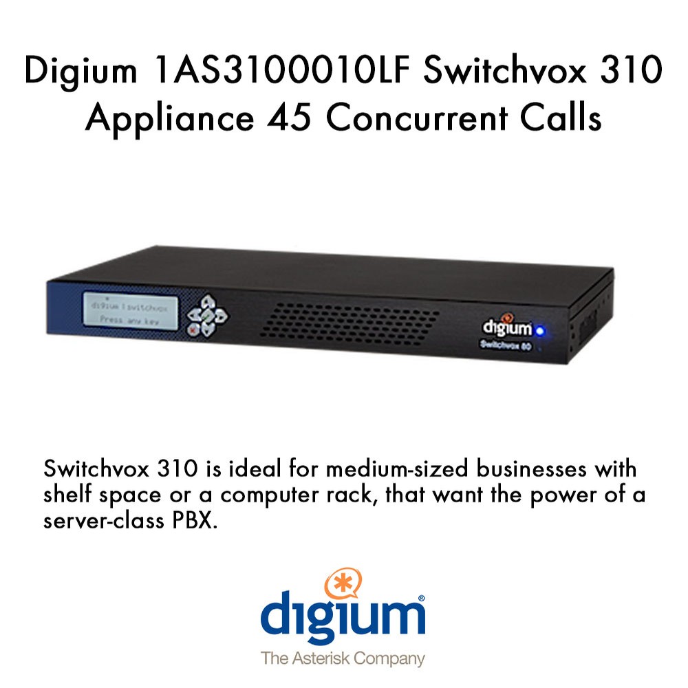 Digium 1AS3100010LF Switchvox 310 Appliance 45 Concurrent Calls Two (2 ...