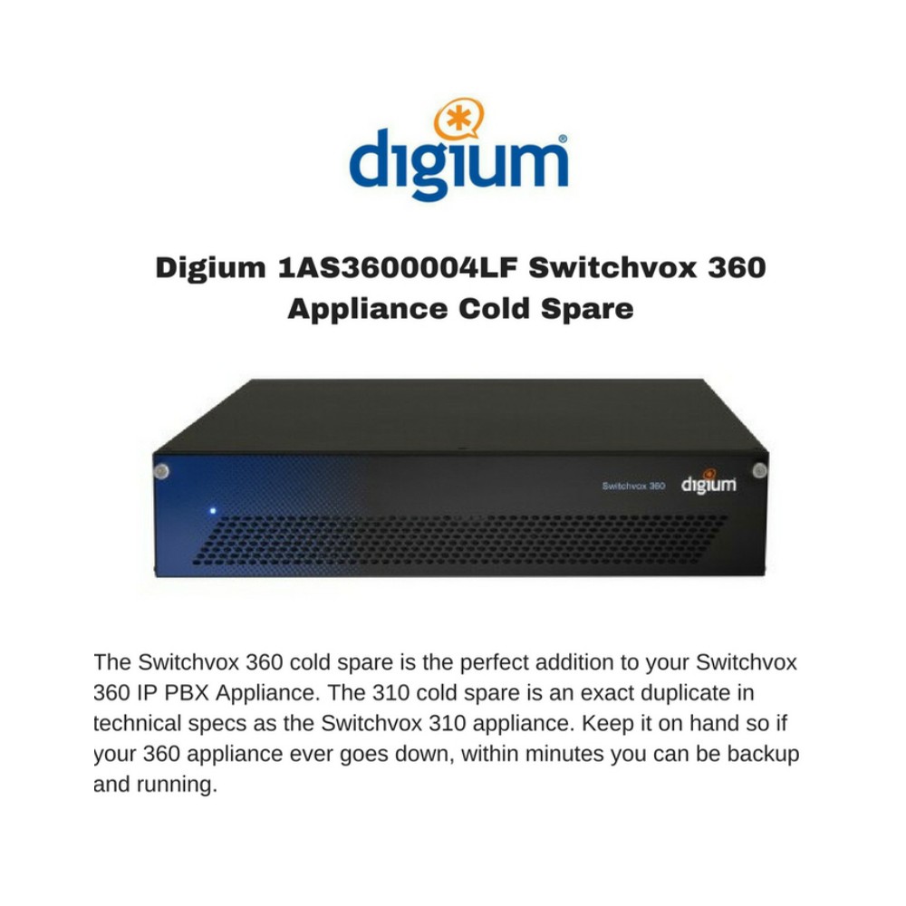 Digium 1AS3600004LF Switchvox 360 Appliance Cold Spare, NA