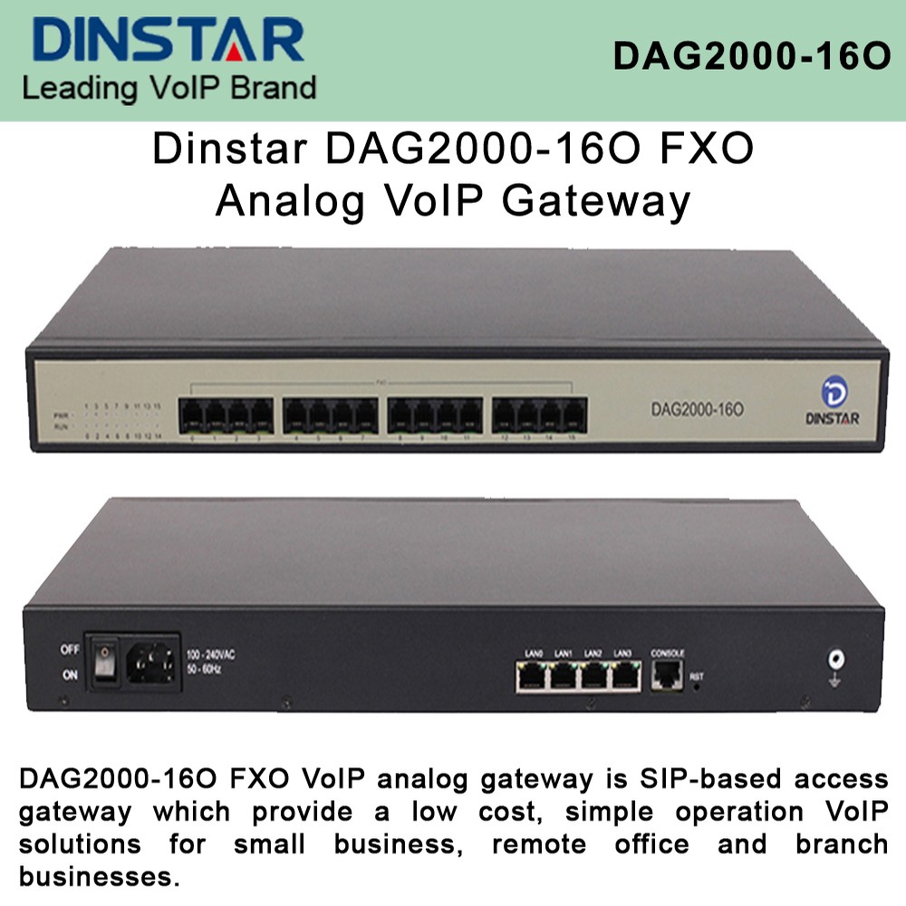 Dinstar DAG2000-16O 16-ports FXO Analog VoIP Gateway