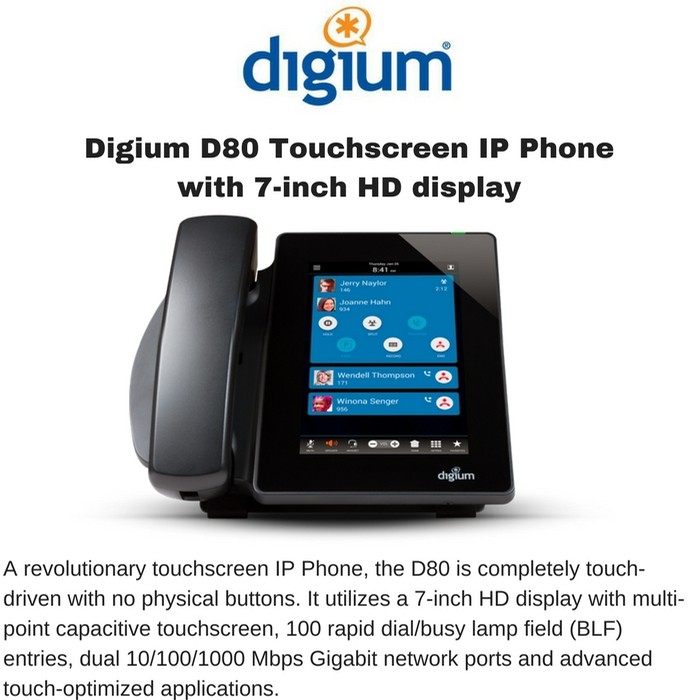 Digium D80 (1TELD080LF) Touchscreen IP Phone with 7-inch HD display (no ...