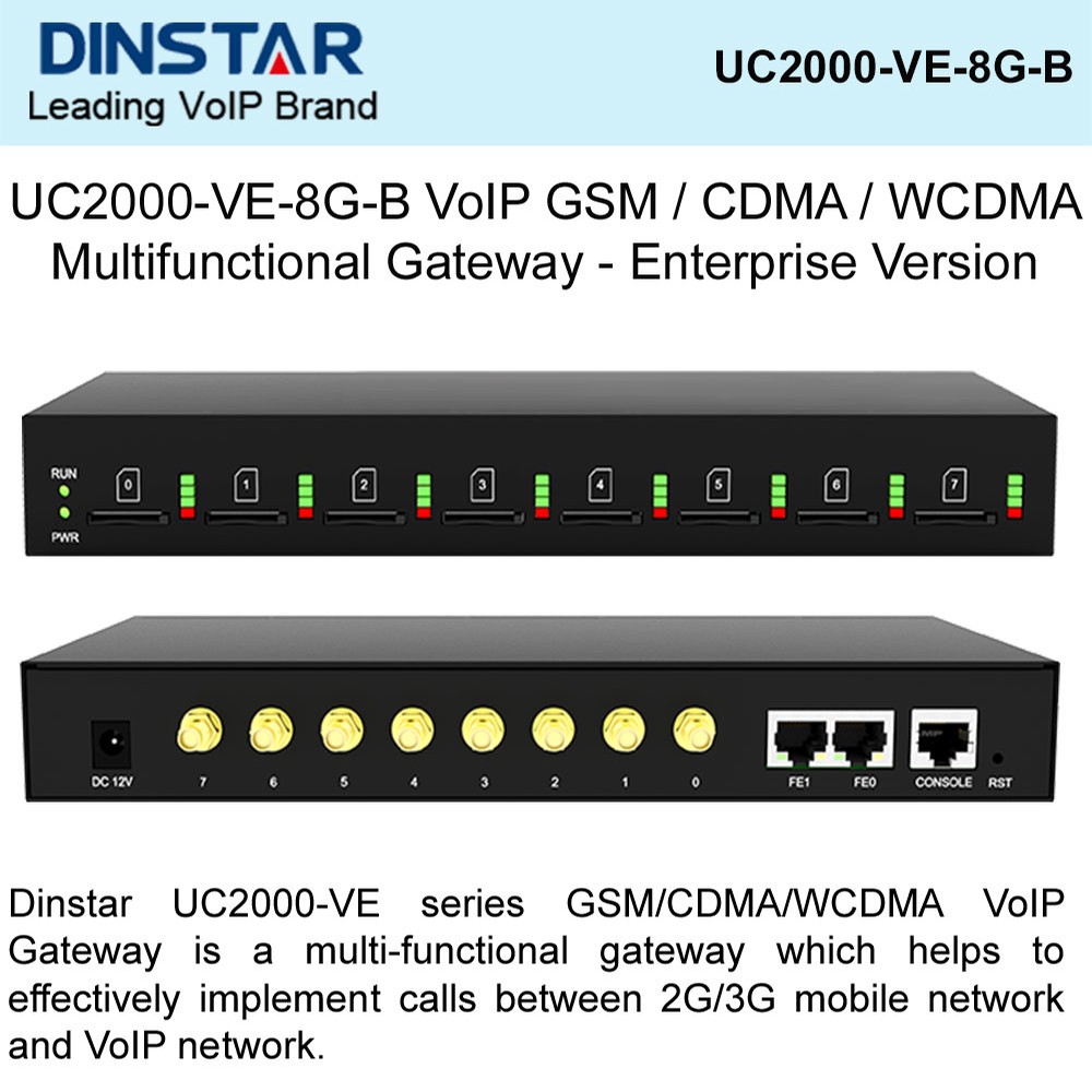 DINSTAR UC2000 VoIP Gateway UC2000-VE-8G-B GSM / CDMA / WCDMA ...