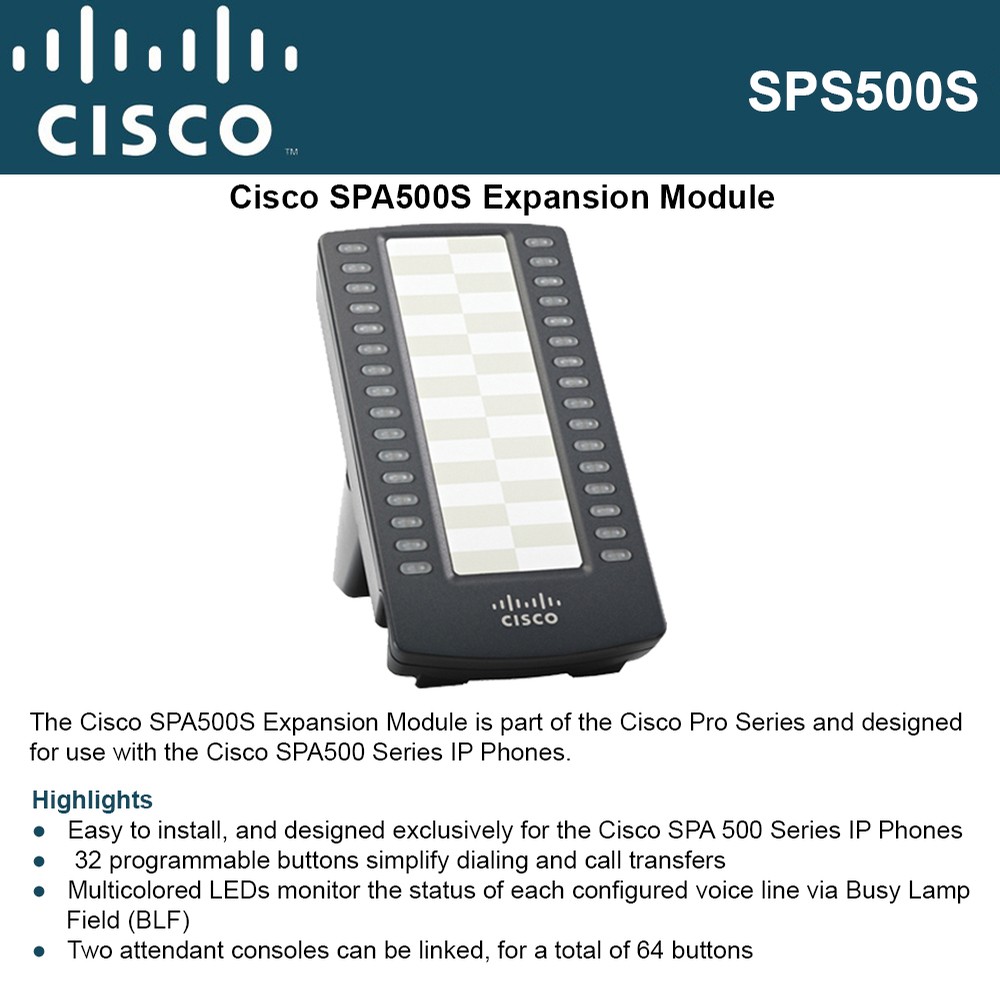 Cisco Pro SPA500S 32-Button Attendant Console, Key expansion module