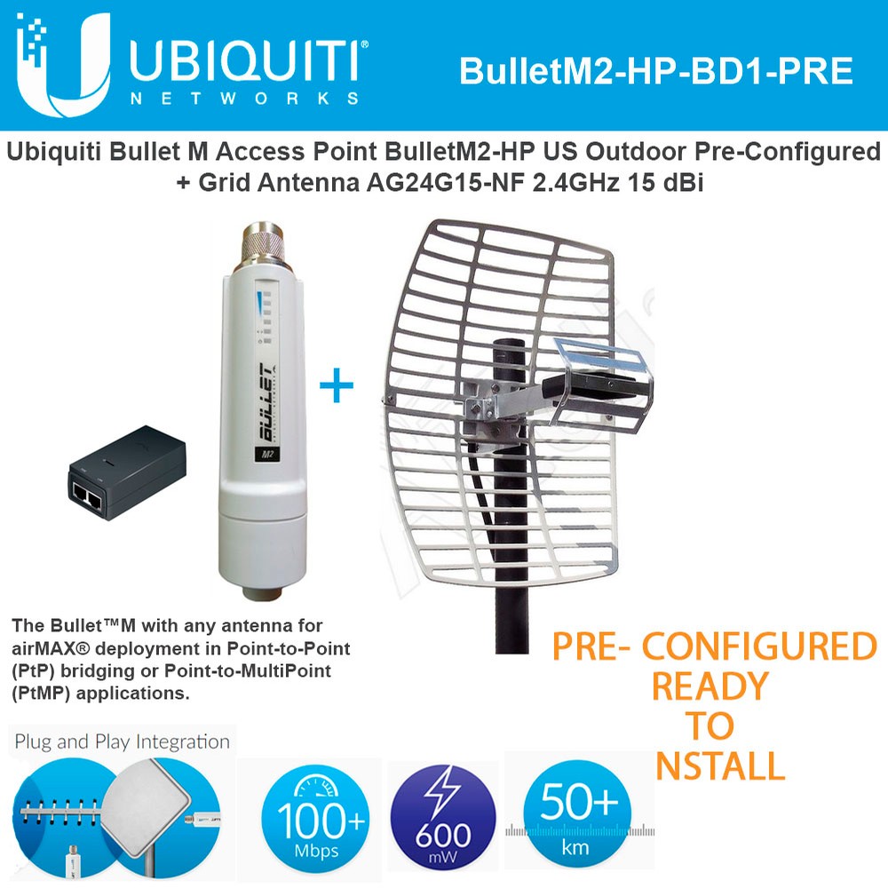 Ubiquiti Bullet M2 BulletM2-HP Outdoor Wireless Access Point PRE ...