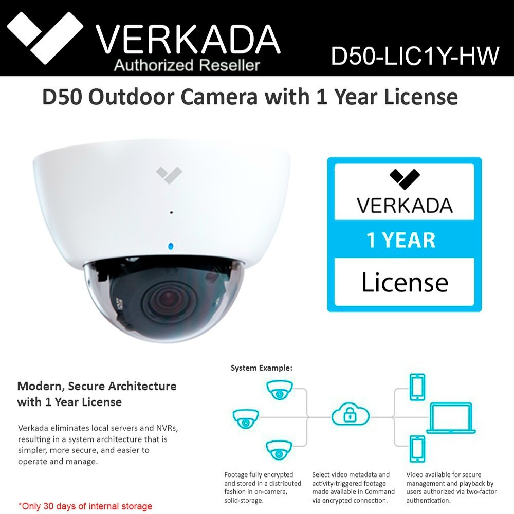 Verkada Security Systems Outdoor Camera D50 with 1 Year License ...