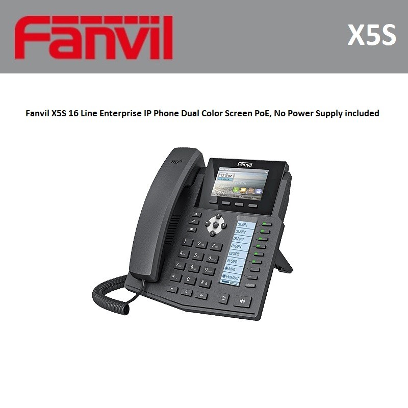 Fanvil Enterprise IP Phone X5S 16 Line Dual Color Screen PoE (No Power ...